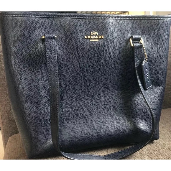 Coach | Bags | Coach Leather Tote In Navy Blue | Poshmark